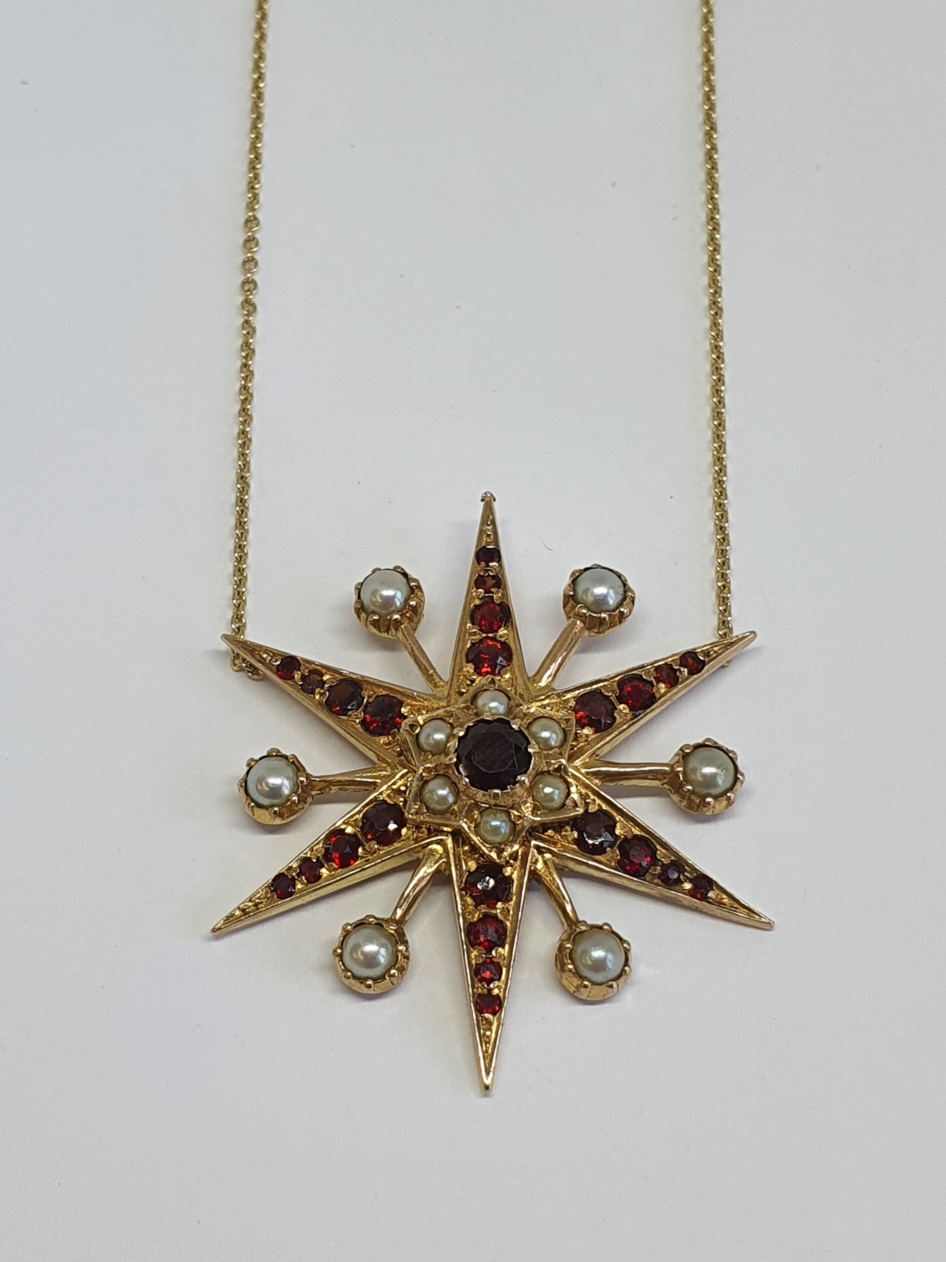 Victorian style Garnet and Pearl star necklace – Victoria Bedwell