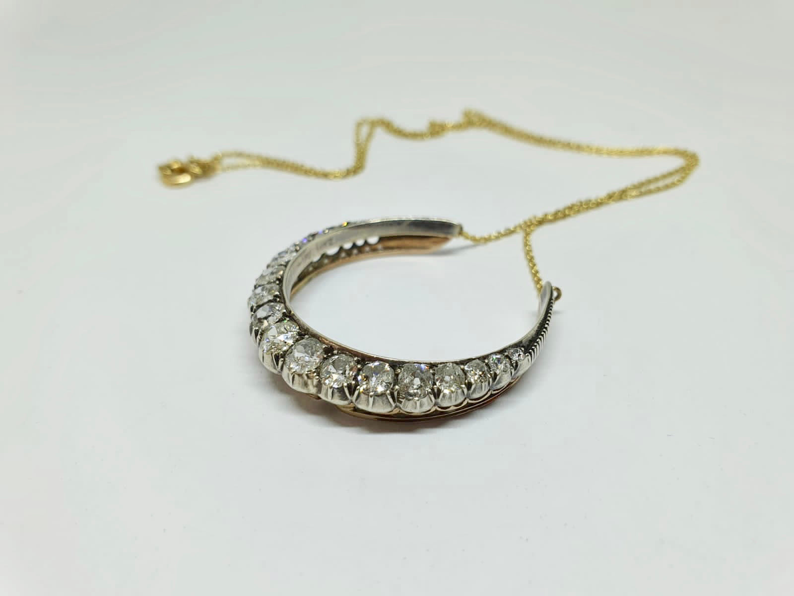 Victorian Old Cut Diamond crescent necklace – Victoria Bedwell